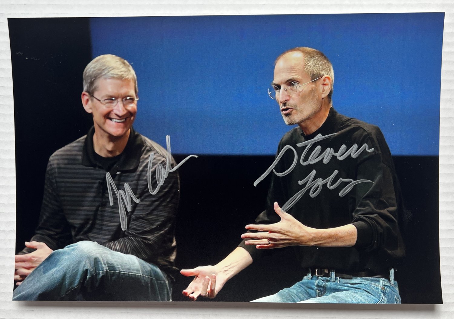Steve Jobs and Tim Cook dual signed autograph 8×12 APPLE CEO